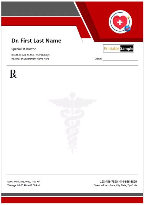Creative Doctor Prescription Pad Templates Printable Samples