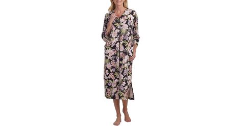 Miss Elaine Long Sleeve Zip Front Floral Robe Lyst