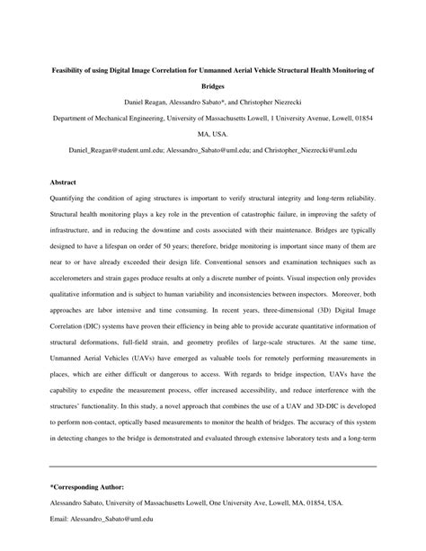 Pdf Feasibility Of Using Digital Image Correlation For Unmanned