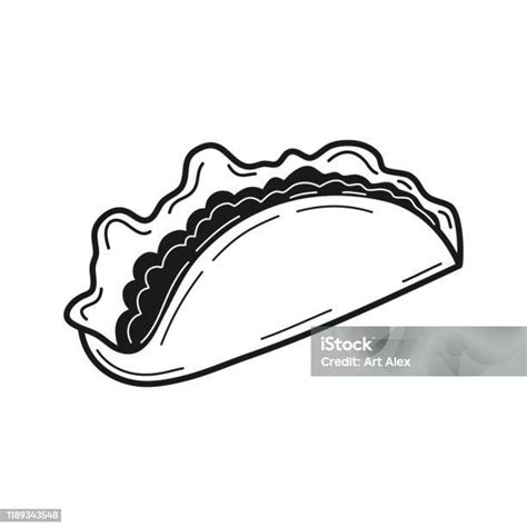 흰색에 고립 된 손으로 그린 타코 메뉴 포스터 또는 라벨에 적합합니다 벡터 그림입니다 고기에 대한 스톡 벡터 아트 및 기타