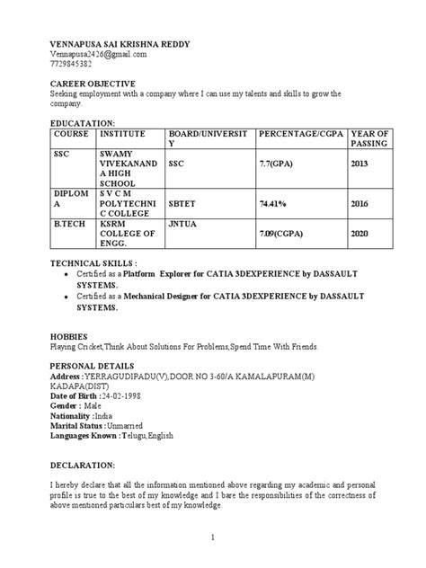 Sai Krishna Resume Pdf