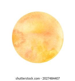 Yellow Full Moon Watercolor Illustration Full Stock Illustration
