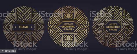 아트 데코 프레임 가장자리 고급 제품에 대 한 추상적인 기하학적 디자인 서식 파일의 벡터 집합입니다 선형 장식 작곡 빈티지 패키징 브랜딩 데코레이션에 사용 0명에 대한 스톡