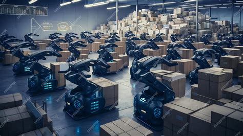 Premium Photo An Army Of Robots Efficiently Sorting Hundreds Of