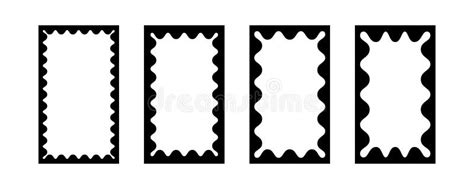Cloudy Wave Curve Edge Frame Wavy Scalloped Rectangle Borders Set Doodle Drawn Rectangle