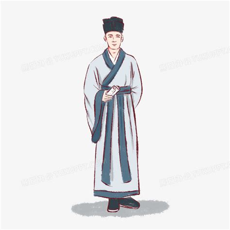手绘卡通古代书生PNG图片素材下载 卡通PNG 熊猫办公