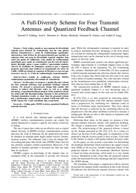 pdf a full diversity scheme for four transmit antennas and quantized