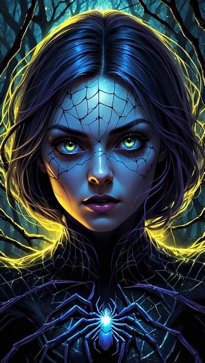 Download Ai Generated Woman Spider Web Royalty Free Stock
