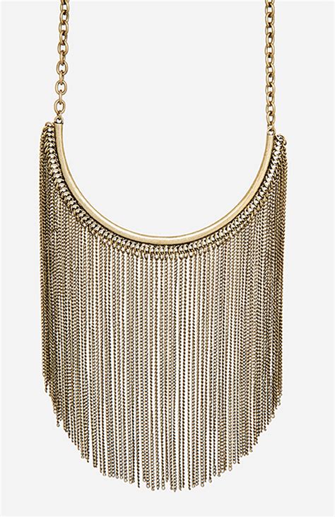 Chain Fringe Bib Necklace In Gold Dailylook