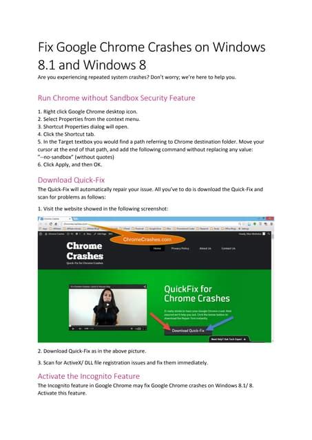Fix Google Chrome Crashes on Windows 8.1 and Windows 8 | PDF