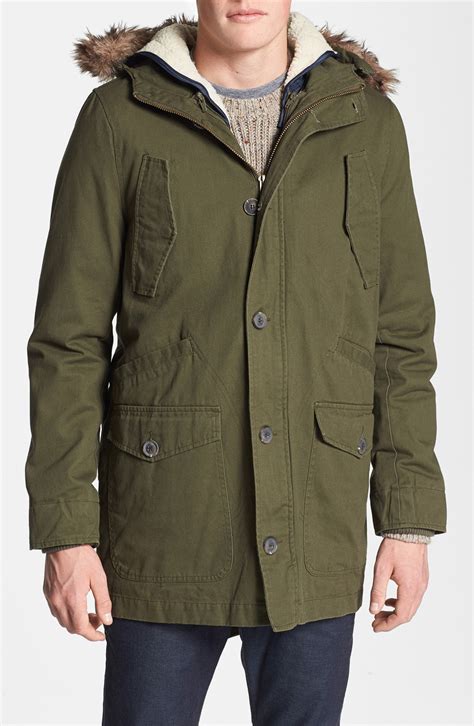 Topman Wool Blend Hooded Parka In Green For Men Khaki Olive Lyst