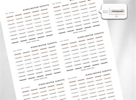 No Spend Cursive Highlighted Scripts Minimal Planner Stickers Journal