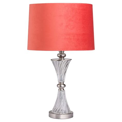 Glass Fluted Table Lamp Rose Shade 65cm From Wj Sampson