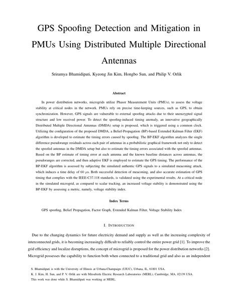 Pdf Gps Spoofing Detection And Mitigation In Pmus Using Distributed