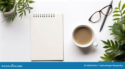 Flay Lay Top View Office Table Desk Stock Illustration Illustration