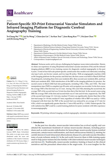 PDF Patient Specific 3D Print Extracranial Vascular Simulators And