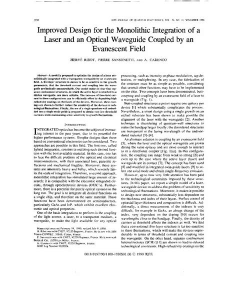 Pdf Improved Design For The Monolithic Integration Of A Laser And An