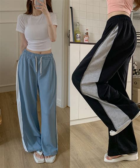 워너비뮤즈 무배🚀 핏보장💓힙한핏 사이드배색 골반up 포켓 와이드 트레이닝 팬츠 스티치 힙한 밴딩 바지 이지 절개 츄리닝 페스티벌룩 휴가룩 데일리룩 7col