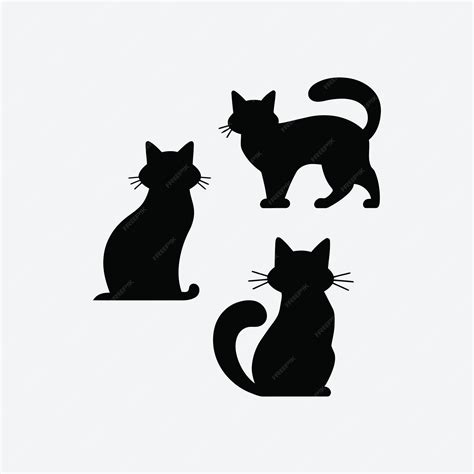 Elegant Siberian Cat Silhouette Vector Illustration Template Premium