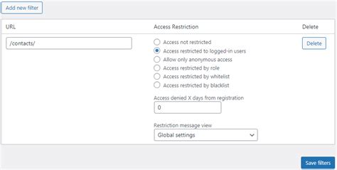 wordpress restricted site access sar use case blocking site