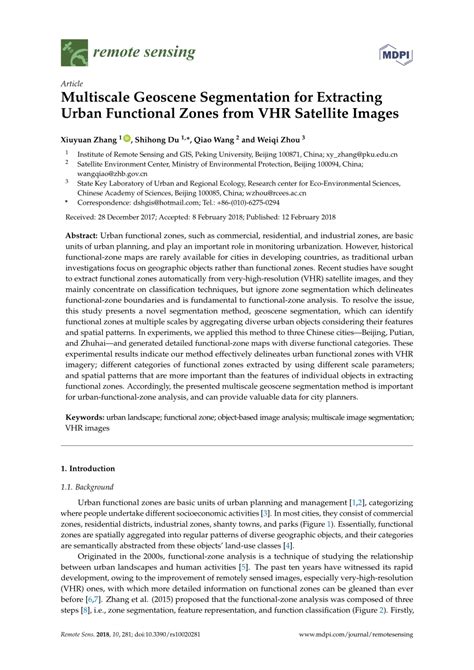 Pdf Multiscale Geoscene Segmentation For Extracting Urban Functional Zones From Vhr Satellite