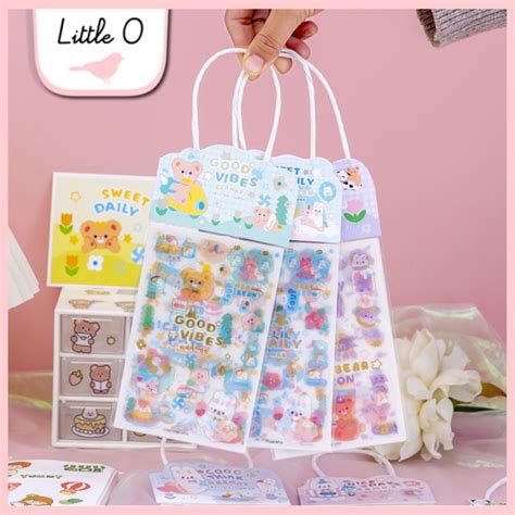 Jual Set Sticker Korea Foil Emas Kartun Scrap Book Journal Semi