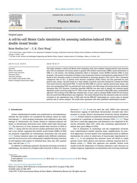 mc simulation of radiation induced dna double strand breaks pdf