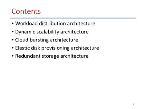 Cloud Computing Architecture 1 Contents Workload Distribution Architecture