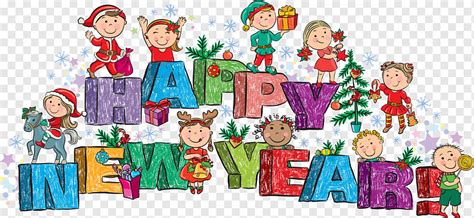 손으로 그린 크리스마스 새해 복 많이 받으세요 어린이 Png Pngwing