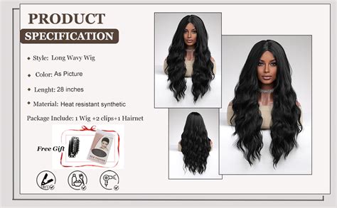 Esmee Long Wavy Black Wig For Women Natural Synthetic Hair Heat