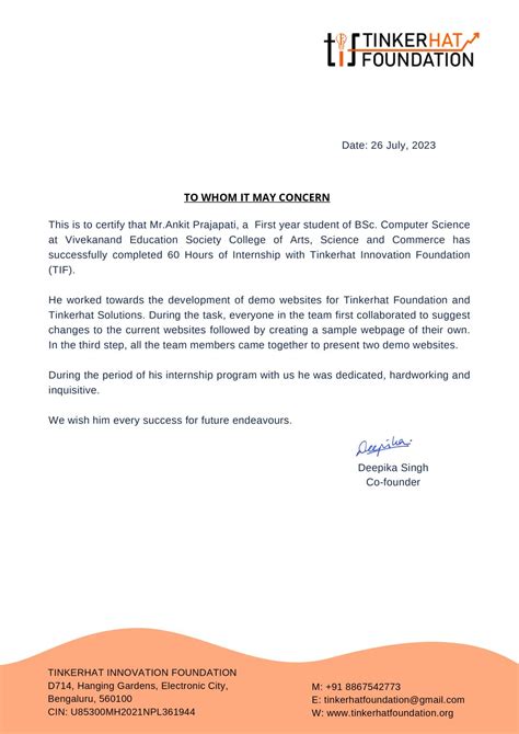 Internship Computerscience Webdev Techinnovation Tinkerhatinnovationfoundation Ankit