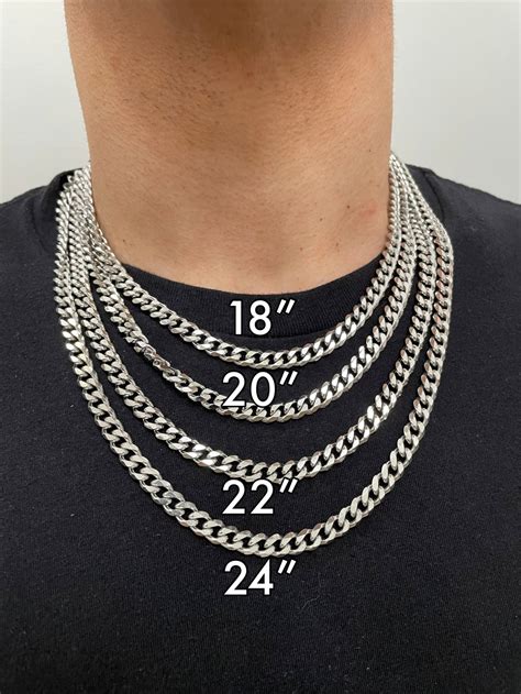 Silver 7mm Cuban Link Chain Necklace 18 20 22 24 Inch Etsy