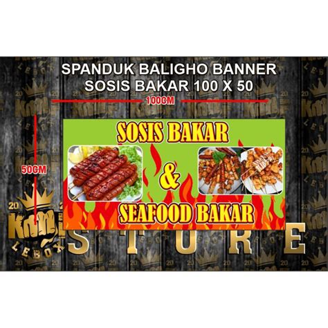 Jual CETAK SPANDUK BALIGHO BANNER MURAH JAJANAN SOSIS BAKAR Shopee