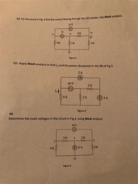 Solved Resistor Use Mesh Analysis Q4 F Or The Circuit In