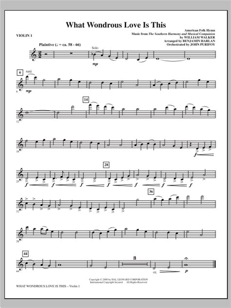 What Wondrous Love Is This See Bonustrax 00102360 Violin 1 Sheet