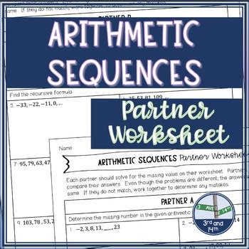Arithmetic Sequences Partner Problems Activity By 3rd And 14th TPT