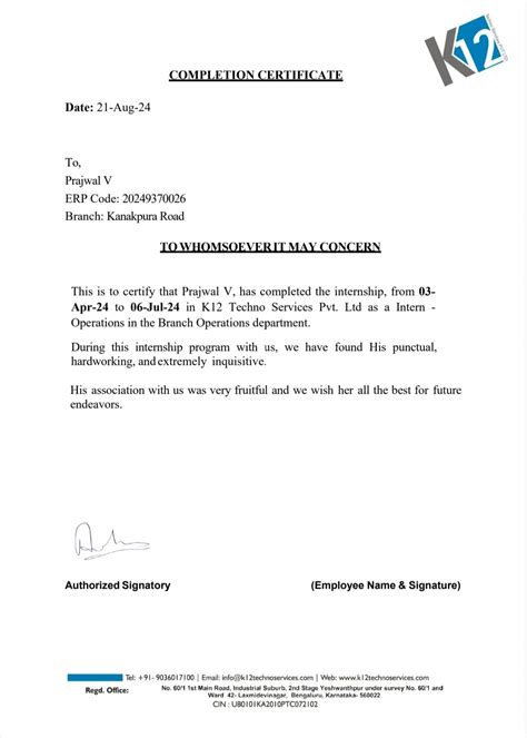 Prajwal V On Linkedin Internship Education Careergrowth Operations K12technoservices