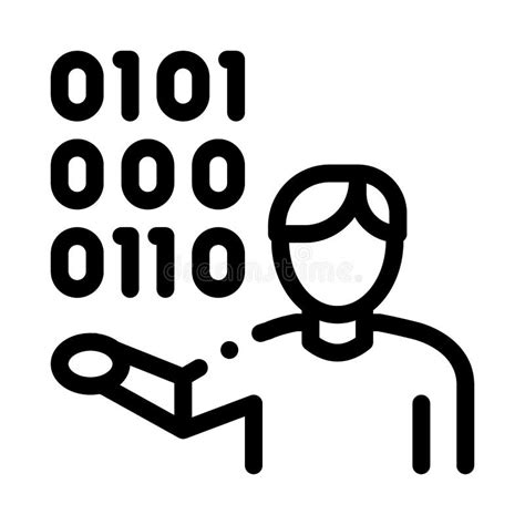 Human Binary Code Icon Vector Outline Illustration Stock Vector