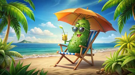 Relaxing Summer Getaway A Cartoon Pickles Tropical Beach Vacation
