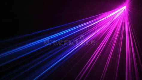 Abstract Neon Purple And Blue Light Beams On Black Background For