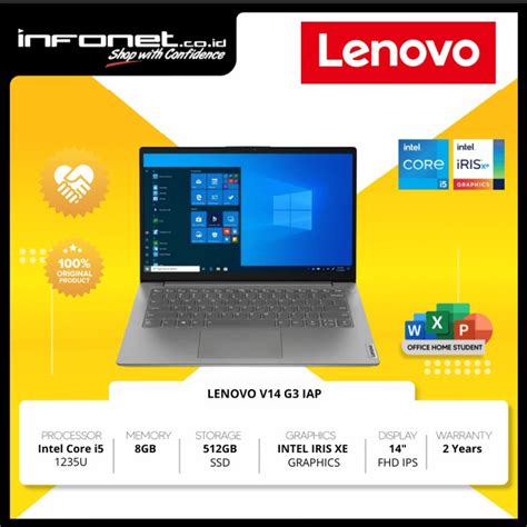 Jual Lenovo V14 G3 Iap I5 1235u 8gb 512gb 14 Fhd Ips W11 Ohs Shopee