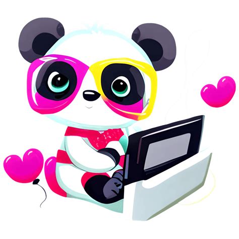 Cute Panda Playing Computer Game · Creative Fabrica