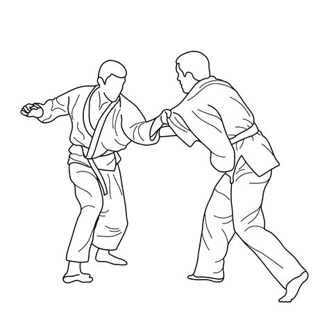 Skizze Judoist Judoka Athlet Duell Kampf Judo Sport Figur Silhouette