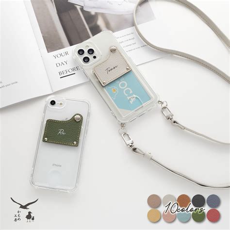 カードポケット付 Tpuクリアケース フラップタイプ 【 シュリンクレザー × Tpu 】 名入れ スマホショルダー 名入れ無料 Fs17k