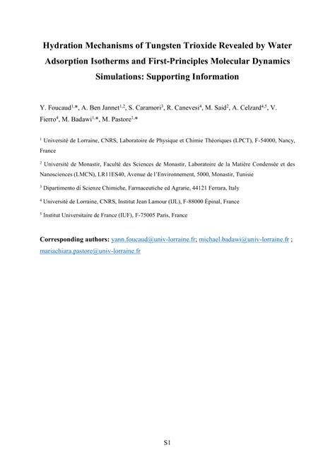 PDF Hydration Mechanisms Of Tungsten Trioxide Revealed By Water