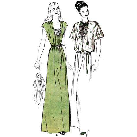 Pdf 40s Sewing Pattern Nightgown And Bed Jacket Bust 42” Download