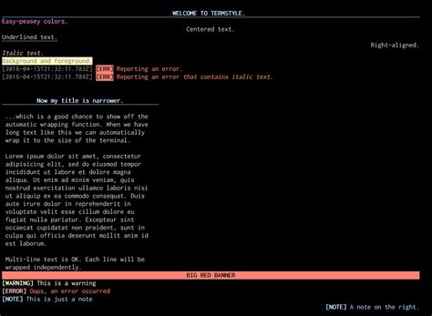 github rodw termstyle utility functions for styling terminal output