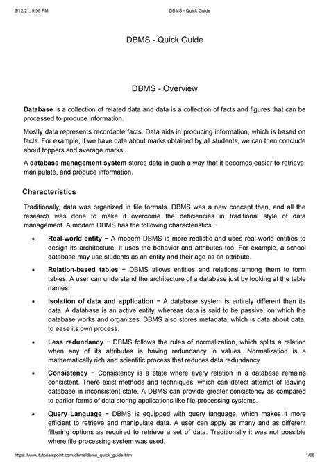 DBMS Quick Guide Not DBMS Quick Guide DBMS Quick Guide DBMS