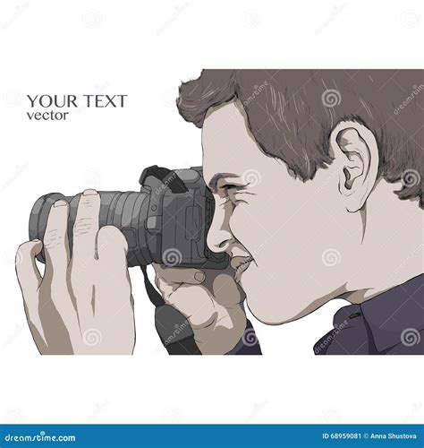 The Photographer Looks Into The Camera Lens Vector Stock Vector