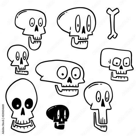Hand Drawn Skull Illustration Head Doodle Sketch Style Stock Vector Adobe Stock